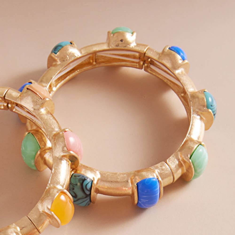 Blue Stone Pointed Stretch Bangle Bracelet – Hollowood at Home