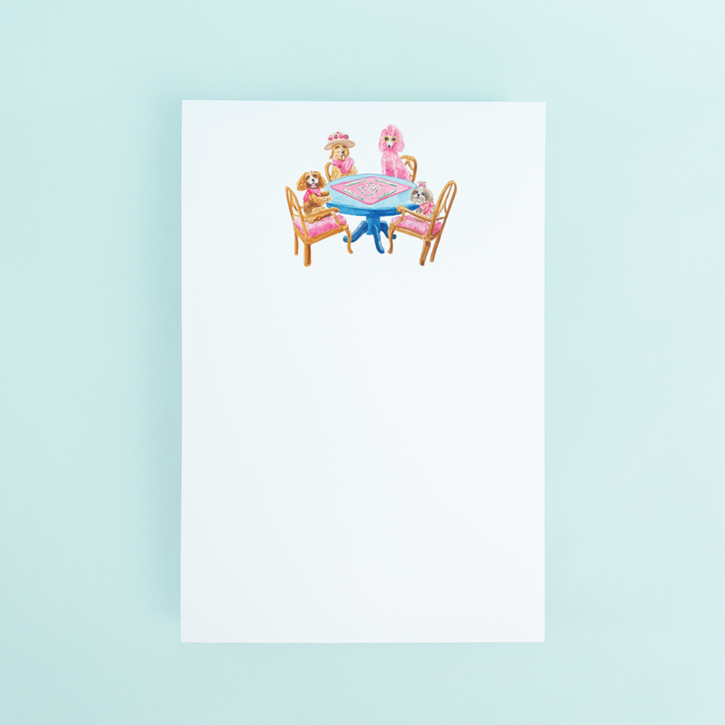 Dogs Playing Mahjong Notepad – Hollowood at Home