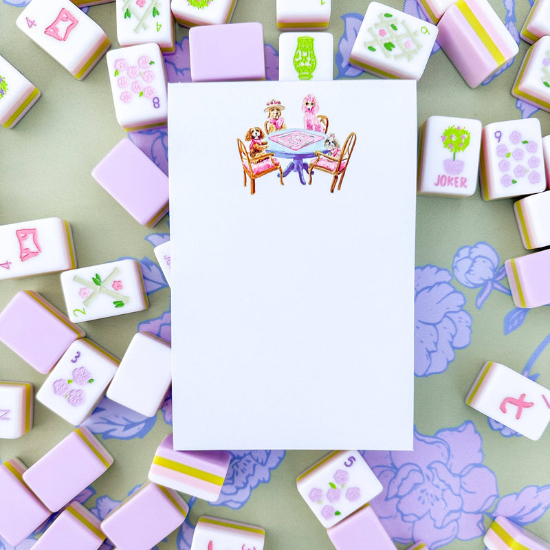 Dogs Playing Mahjong Notepad – Hollowood at Home