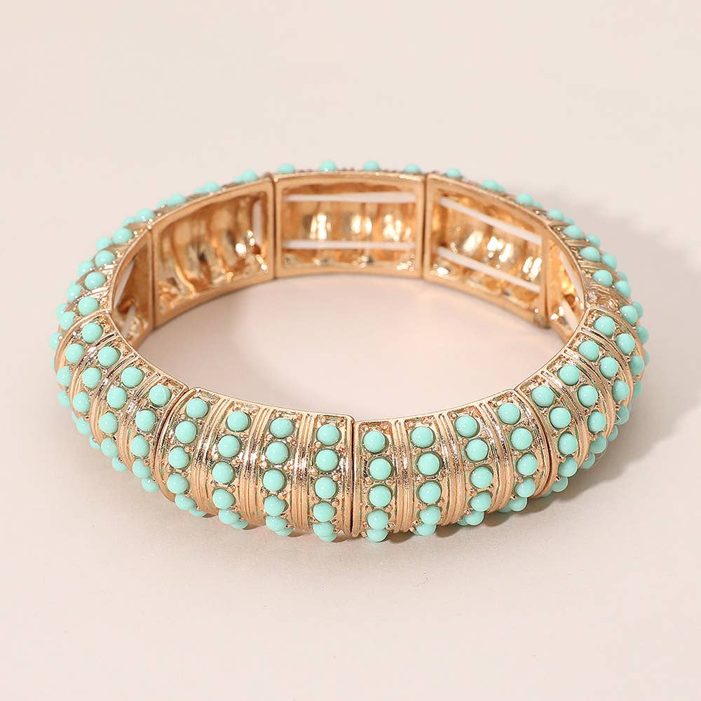 Turquoise Pearl Paved Stretch Bangle Bracelet – Hollowood at Home