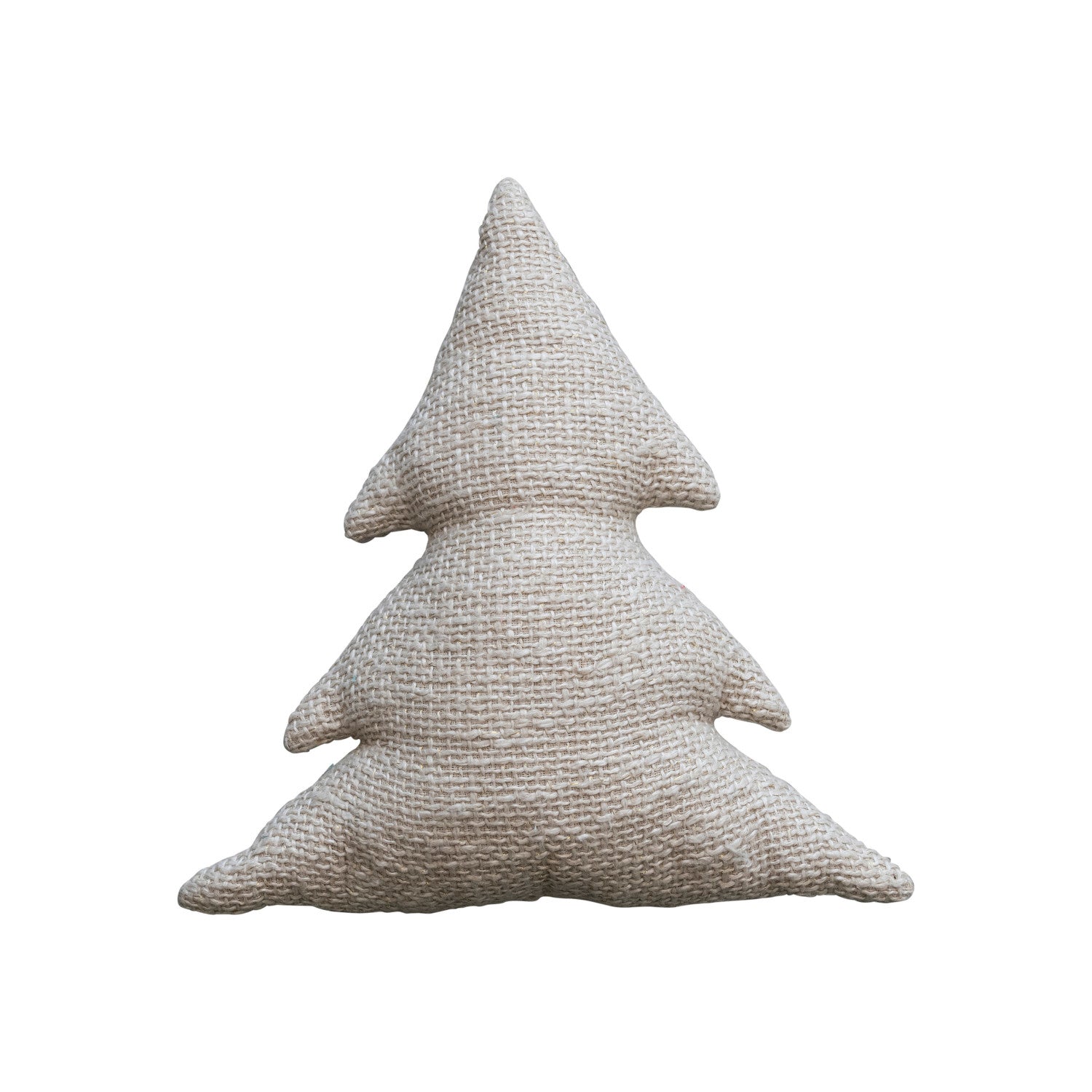 18"L x 18"H Woven Cotton Slub Tree Shaped Pillow w/ Metallic Gold ...